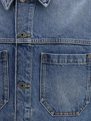 Off-White Denim Jacket With Arrow Logo - Gnawed Blue