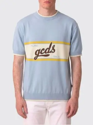 Gcds Crew Neck Jumper With Jacquard Logo - Blue