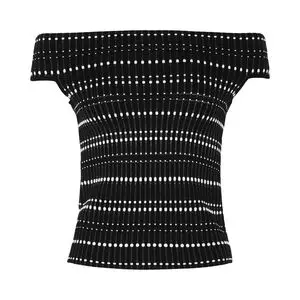 Alexander McQueen Off-the-shoulder Stitch Dot Crop Top