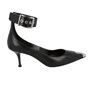 Alexander McQueen Buckle Leather Heel - Black