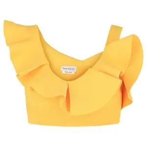 Alexander McQueen Ruffled Asymmetrical Cropped Top - Yellow