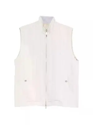 Eleventy Pinstriped Zip-up Gilet - Neutrals