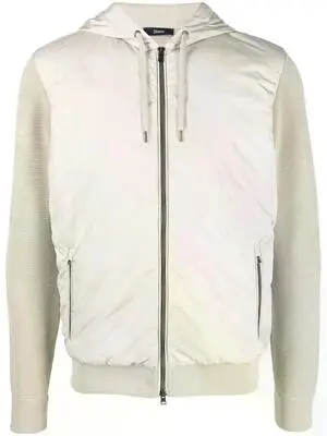 Herno Panelled Zipped Hooded Jacket - Neutrals