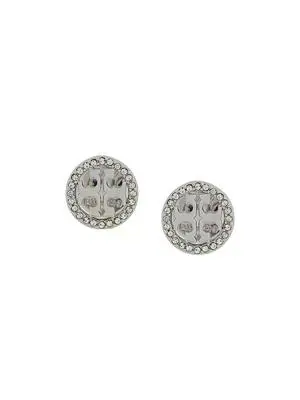 Tory Burch Pave Stud Earrings - Silver