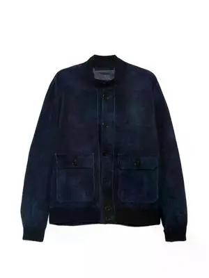 SALVATORE SANTORO Suede Bomber Jacket - Blue