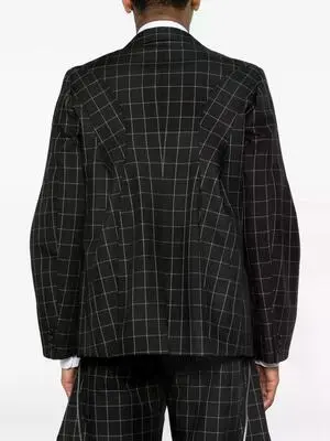 Comme Des Garçons Windowpane Check Tailored Blazer
