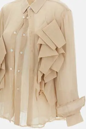 Comme Des Garçons Double Ruffle Shirt - Beige