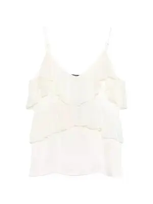 Dixie Ruffled V-neck Top - Neutrals