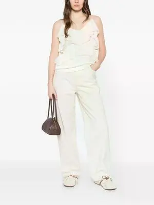 Dixie Ruffled V-neck Top - Neutrals