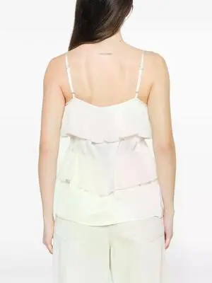 Dixie Ruffled V-neck Top - Neutrals