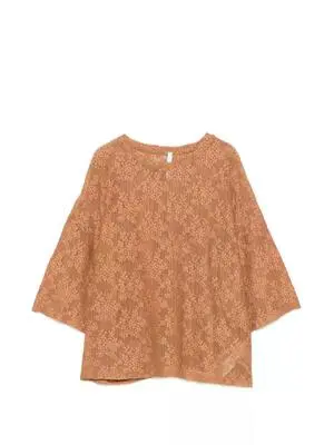 Imperial Lace Crew Neck Top - Neutrals