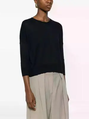 BASE Crew-neck Fine Knit Sweater - Blue