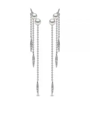 Yoko London 18kt White Gold Pearl And Diamond Earrings - Silver
