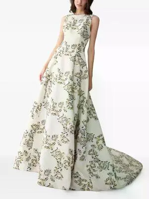 Carolina Herrera Lurex Trellis Jacquard Ball Gown - Neutrals
