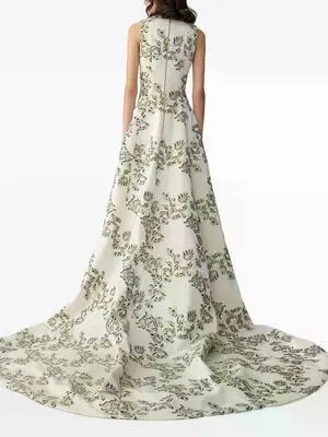 Carolina Herrera Lurex Trellis Jacquard Ball Gown - Neutrals
