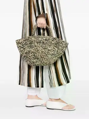 IBELIV Woven Top Handle Raffia Tote Bag - Black