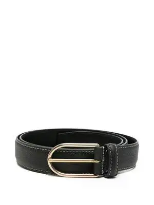 DELL'OGLIO Grained-leather Buckle Belt - Black