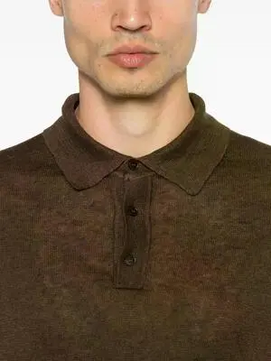 ROBERTO COLLINA Half-button Polo Shirt - Brown