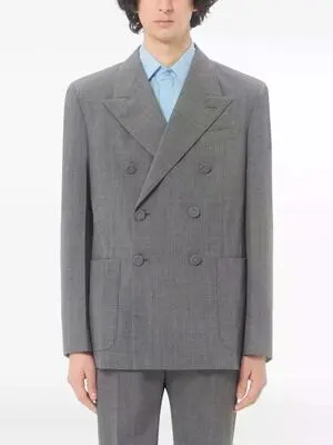 Valentino Garavani Double-breasted Jacket In Mouliné Wool With Pressed Crease