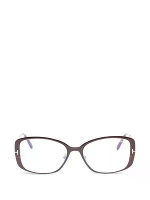 TOM FORD Geometric Full Rim Eyeglasses - Red