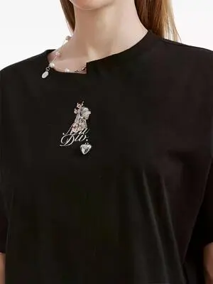 MUSIUM DIV. Embellished Open-back T-shirt - Black