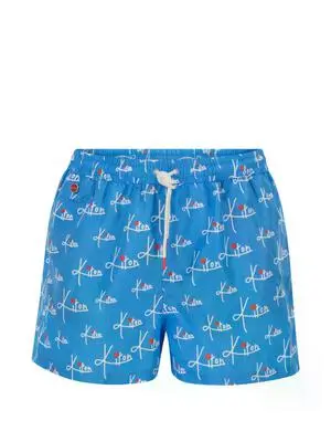 Kiton Patterned Swim Shorts - Blue