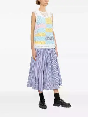 Comme Des Garçons Striped Pleated Midi Skirt