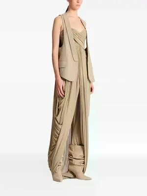 Balmain Asymmetrical Gabardine Gilet - Neutrals