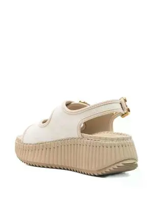 Chloé Nama Buckle Flatform Sandals - Neutrals