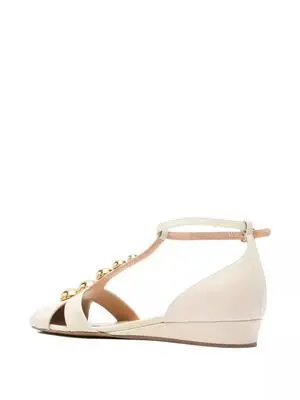 Chloé Cleia T-bar Flat Sandals - Neutrals
