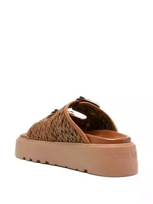 Casadei Buckled Woven Platform Sandals