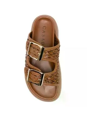 Casadei Buckled Woven Platform Sandals