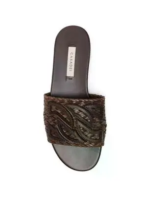 Casadei Braided Leather Flat Sandals - Brown