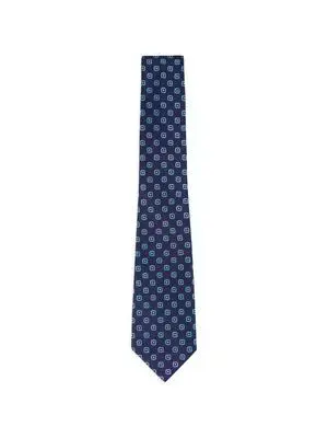 Zegna Geometric Patterned Neck Tie - Blue