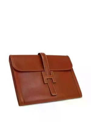 Hermès Jige Leather Pouch - Brown