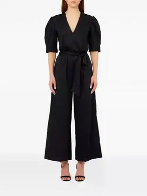 Liu Jo Belted Jumpsuit With Puffed Sleeves - Black