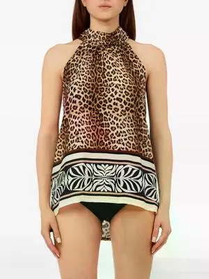 Liu Jo Animal Print Tie Neck Top