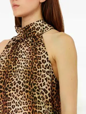 Liu Jo Animal Print Tie Neck Top