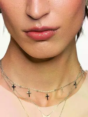 OBSIDIAN Cross Star Pendant Necklace