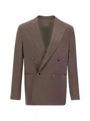 MANUEL RITZ Double-breasted Peak Lapel Blazer - Brown