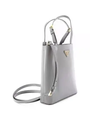 Prada Logo Convertible Brushed Leather Tote Bag
