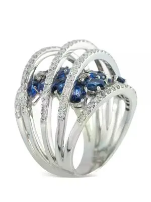 LB EXCLUSIVE 18k White Gold Diamond And Sapphire Ring