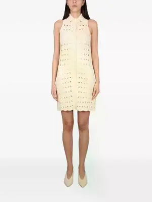 Max Mara Rivle Pointelle Knit Button Mini Dress