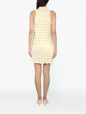 Max Mara Rivle Pointelle Knit Button Mini Dress