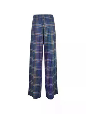 NIU Checked Wide-leg Trousers
