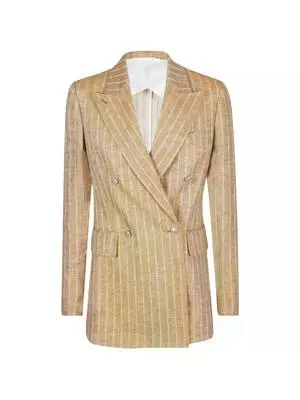 Eleventy Double-breasted Striped Blazer