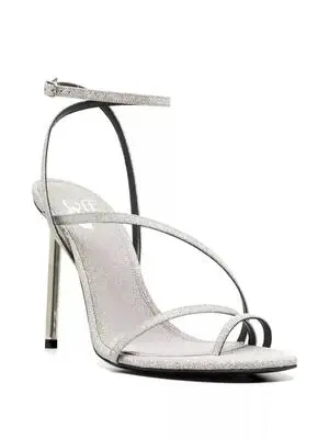 Off-White Glitter Heeled Sandals - Silver