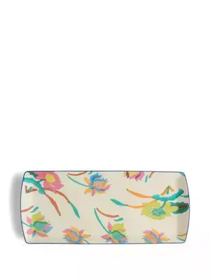 LISA CORTI Japanese Floral-print Porcelain Platter - Neutrals