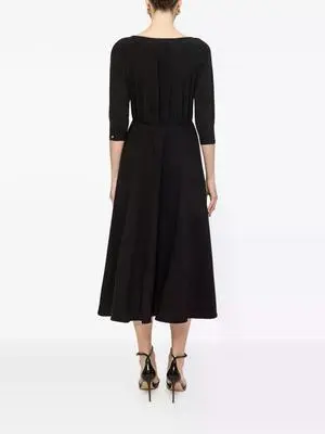 NISSA Pearl Detail Midi Dress - Black