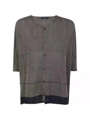 Y’s Buttoned Plaid Cardigan